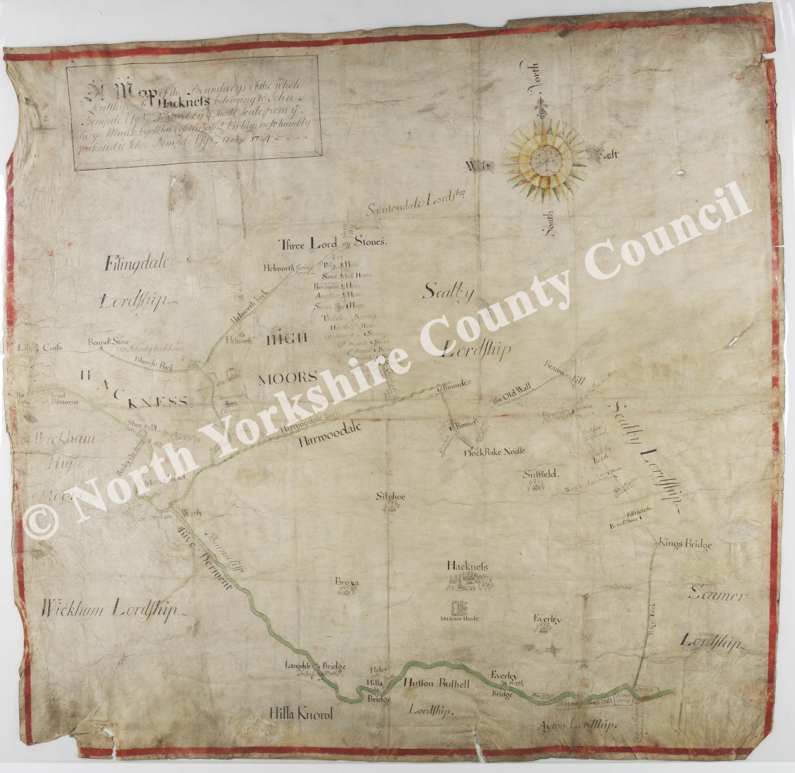 Historic map of Hackness 1724