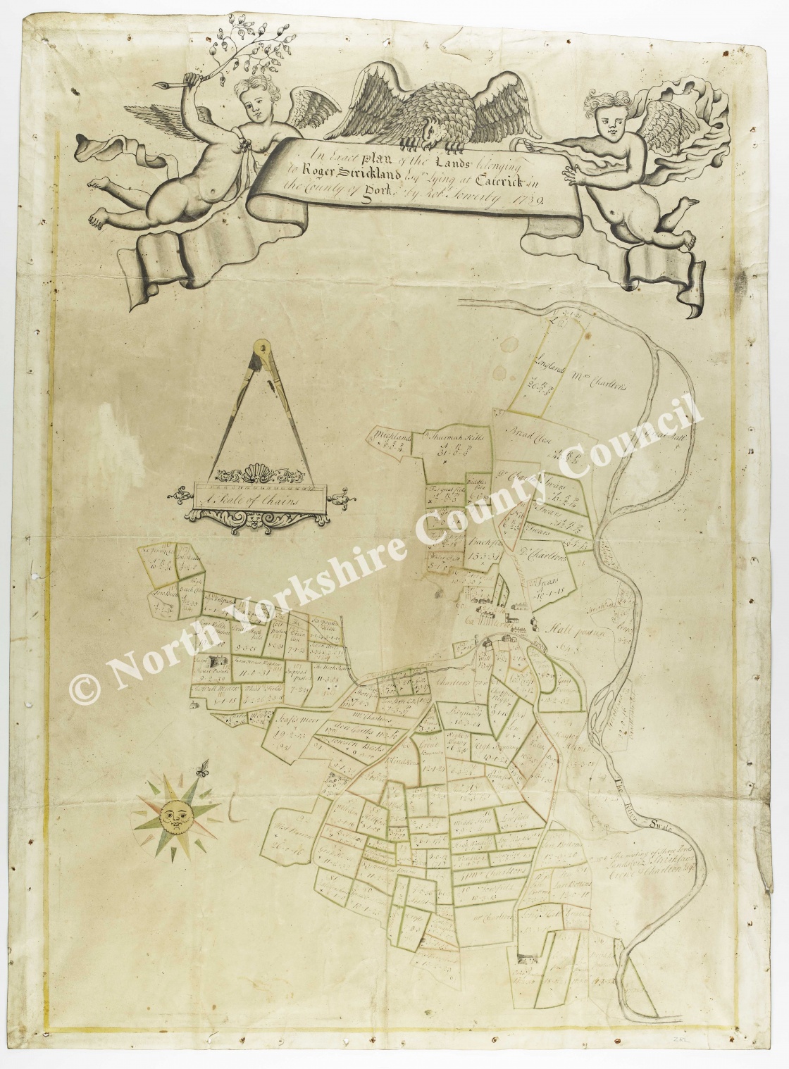 Historic map of land at Catterick 1739